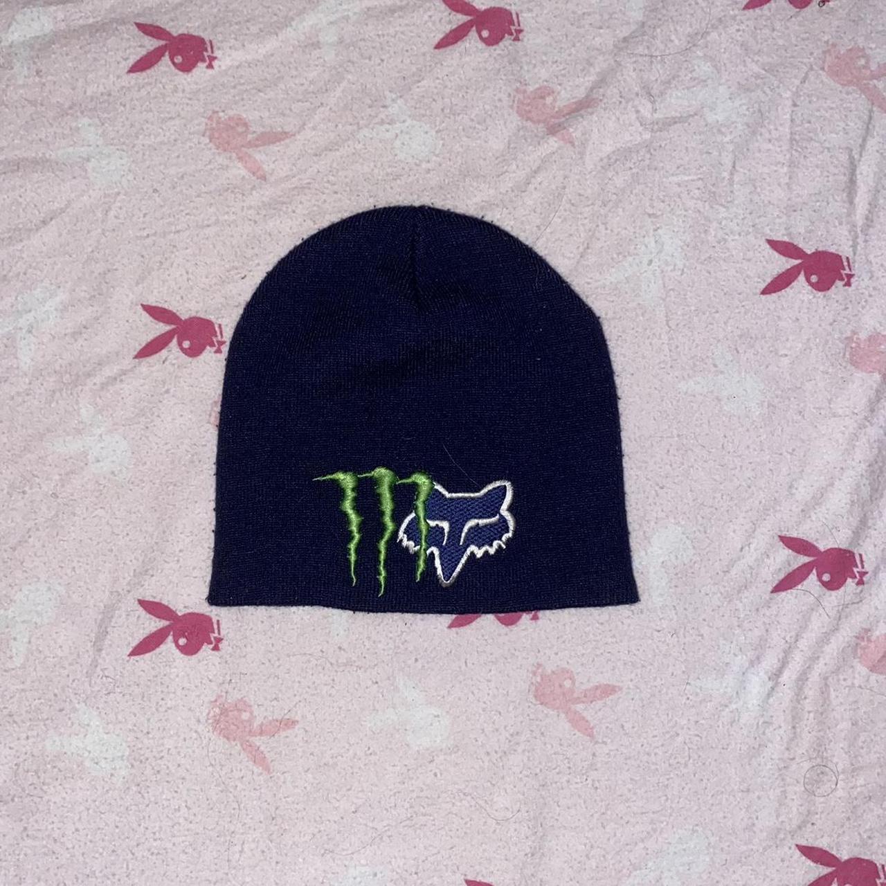 Monster energy x fox racing co beanie #grunge... - Depop