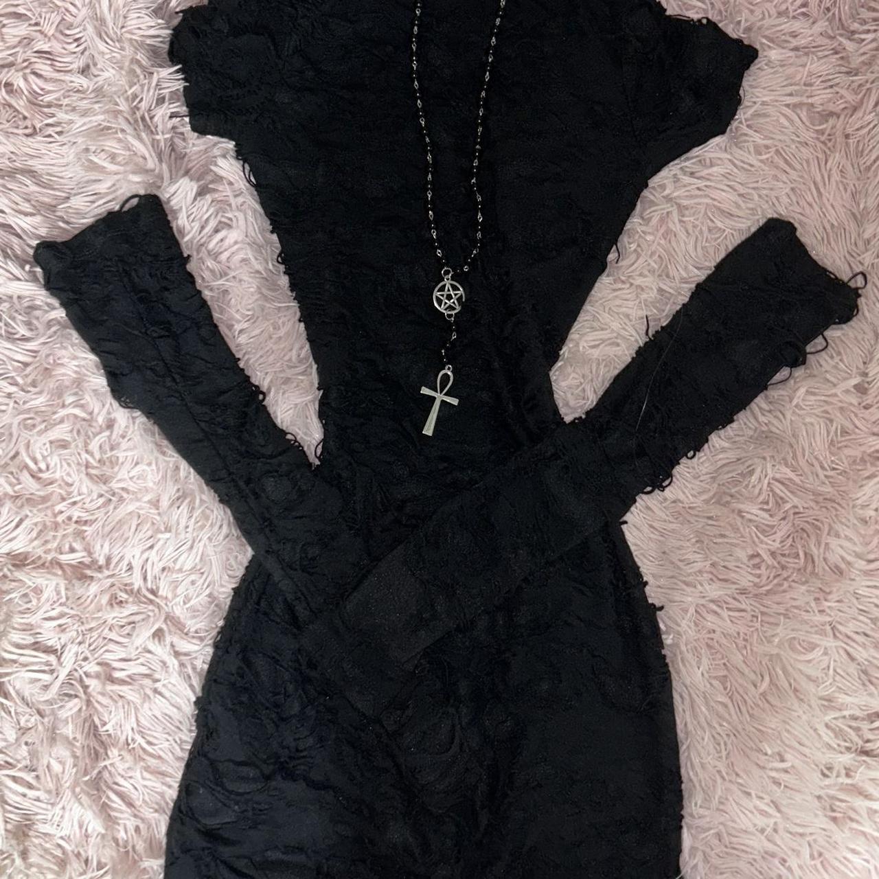 Gothic cut out mini dress with hand warmers Worn... - Depop