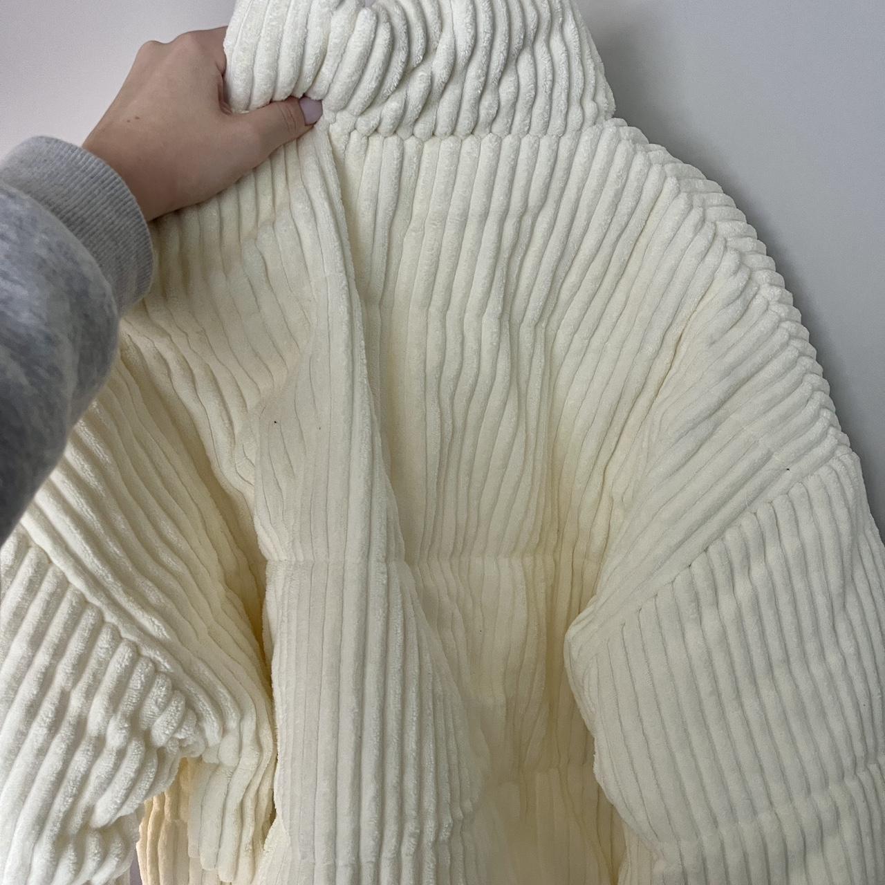 Francesca’s Cream Corduroy Puffer Jacket Worn... - Depop