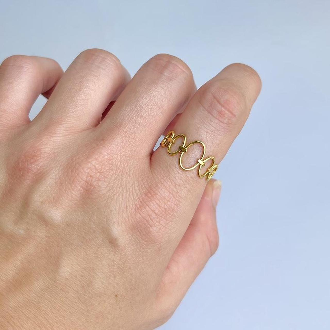 Gold Oval Ring • Gold Adjustable Ring • Dainty Gold... - Depop