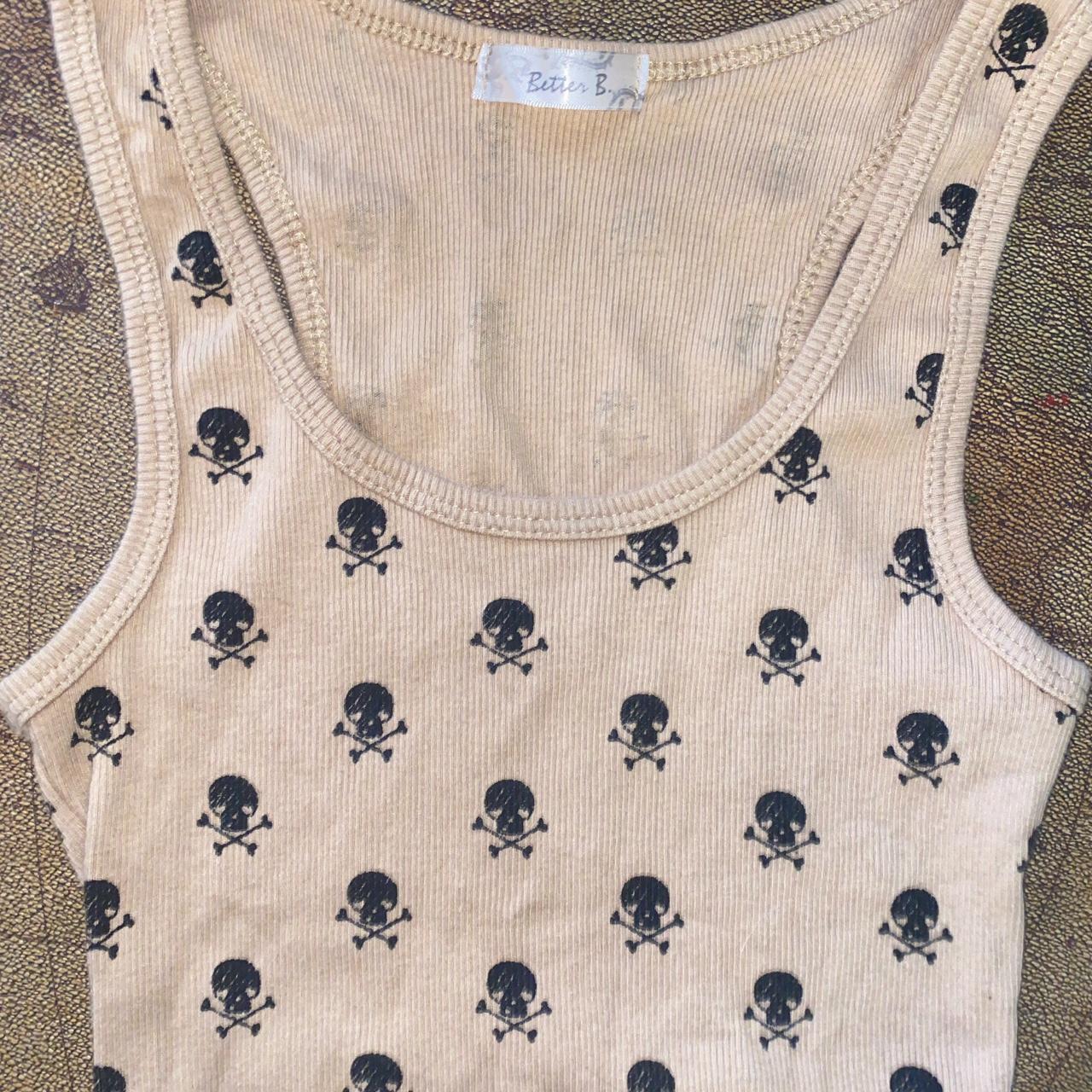 Tan skull print better b tank top size small! Color... - Depop