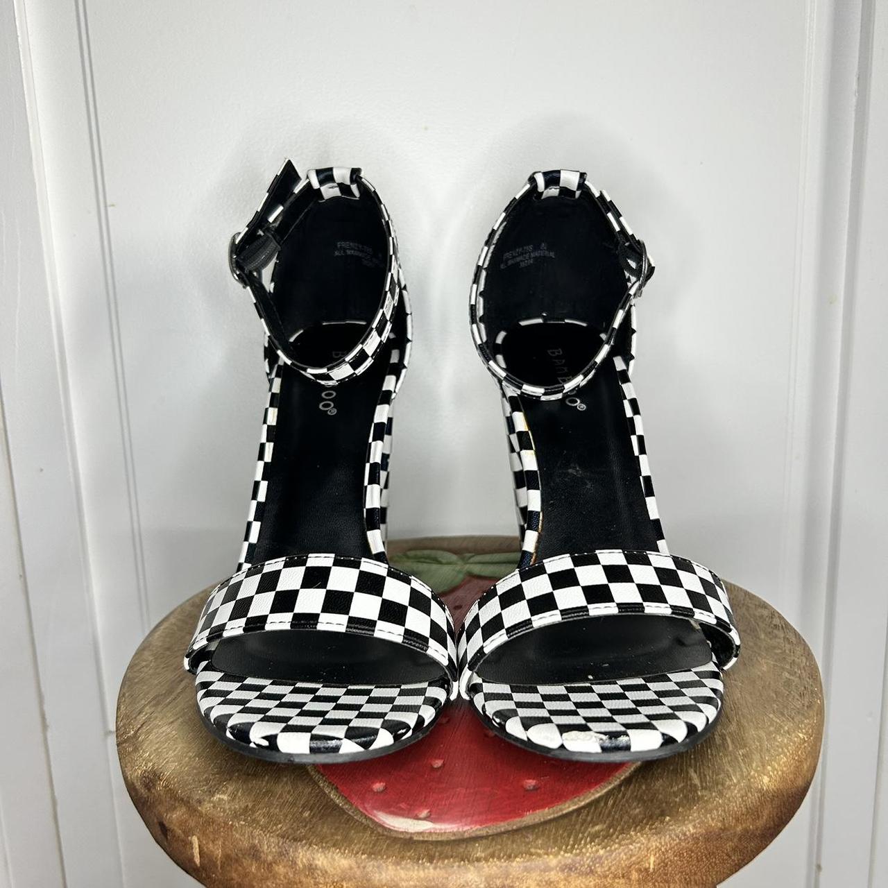 Checkered heels perfect for going out, a rave, any... - Depop