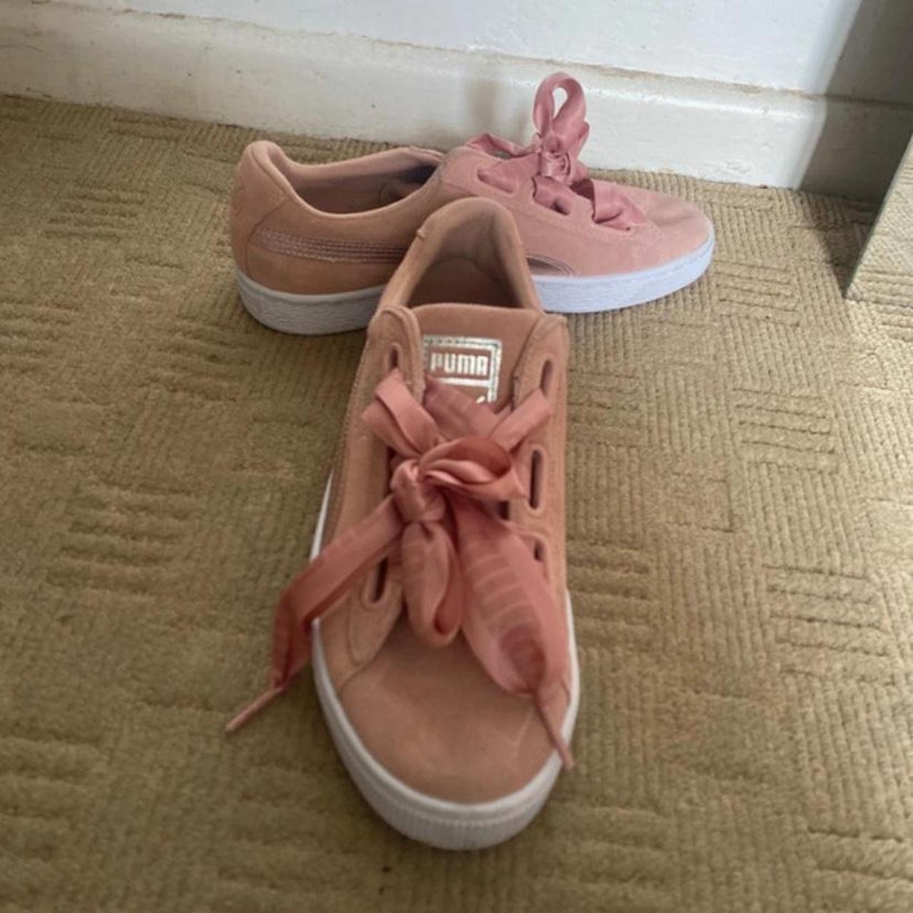 Pink Suede Puma trainers Lightly worn - Depop