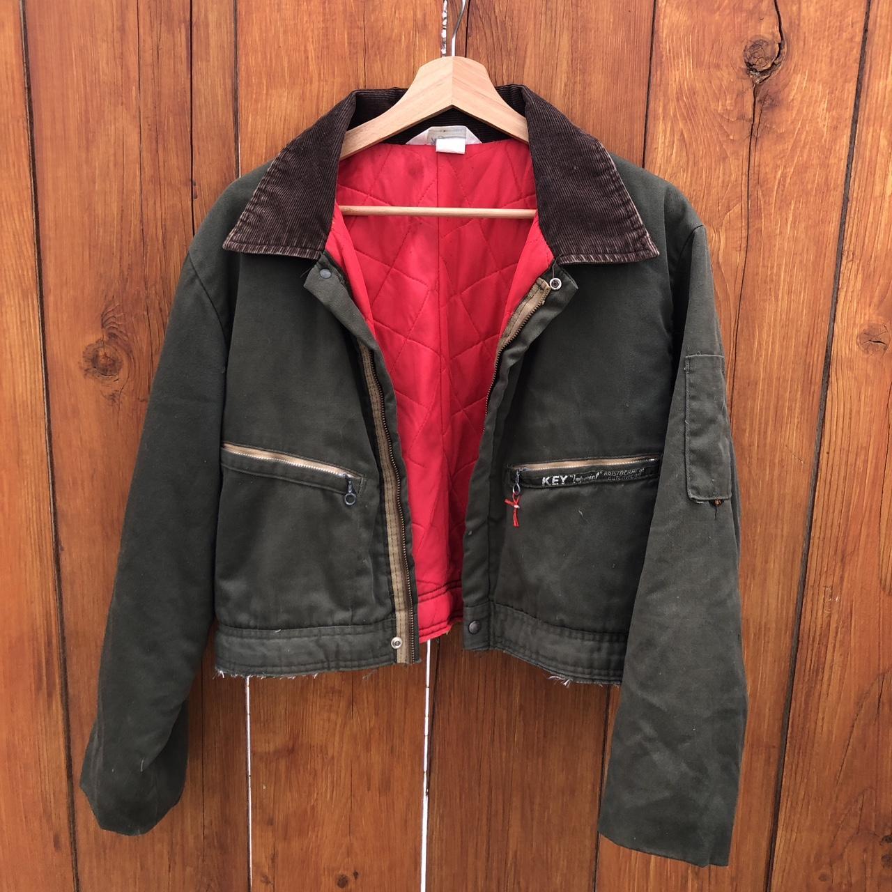 Vintage janitor jumpsuit cropped jacket in forest... - Depop