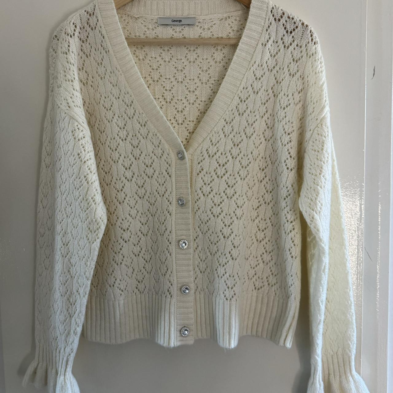 George cream knit cardigan with button detail Size... - Depop