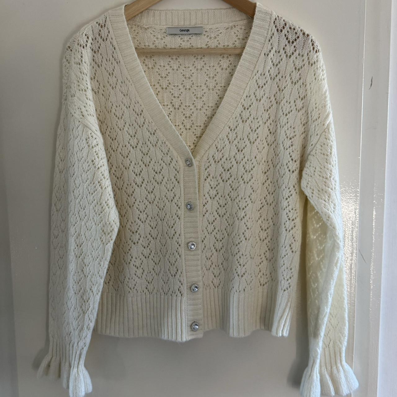 George cream knit cardigan with button detail Size... - Depop
