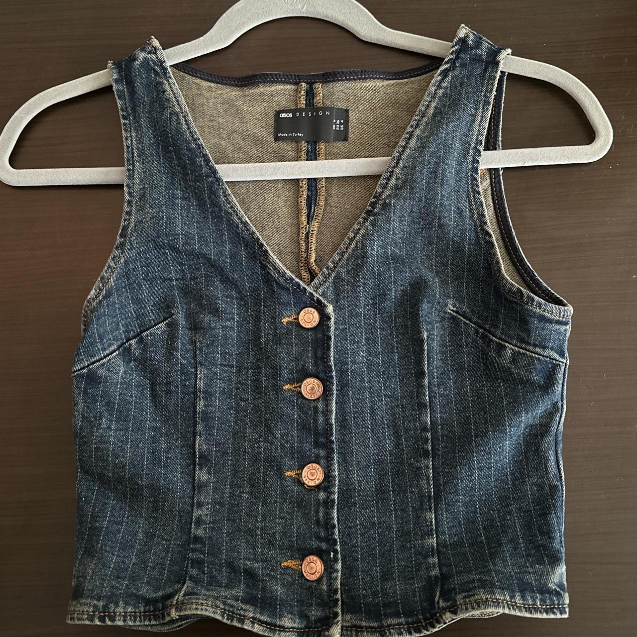 ASOS size 4 denim button up vest - Depop