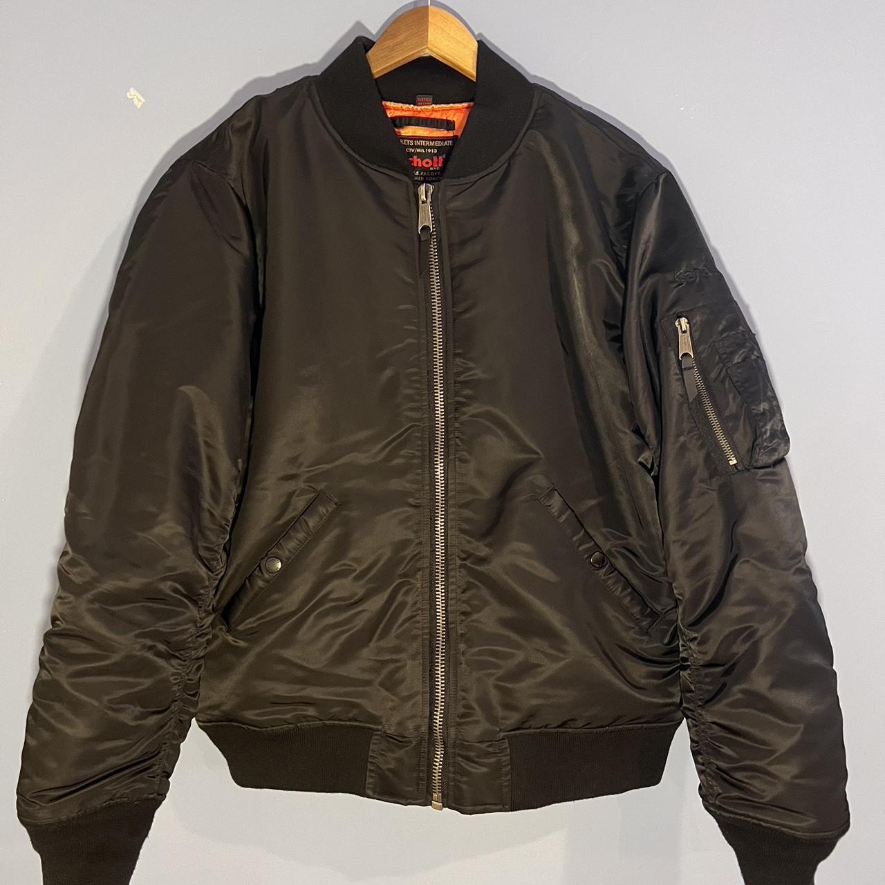 schott nylon bomber jacket. light but noticeable... - Depop