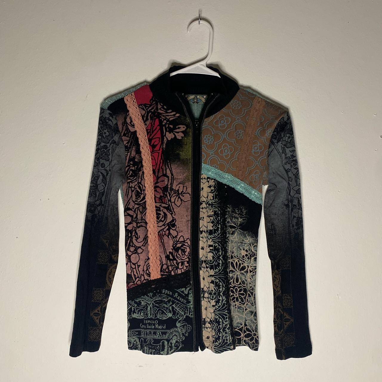 Really cool zip up with amazing detail About a size... - Depop
