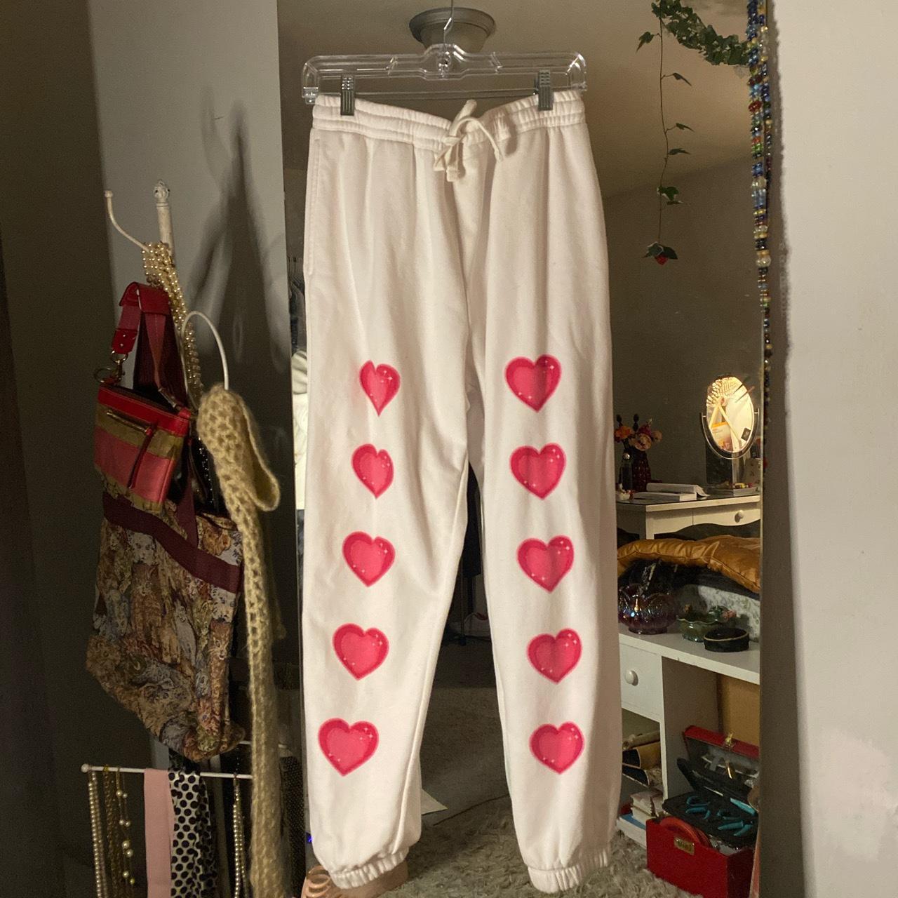 BP. pink y2k digital heart print sweats Bought at... - Depop