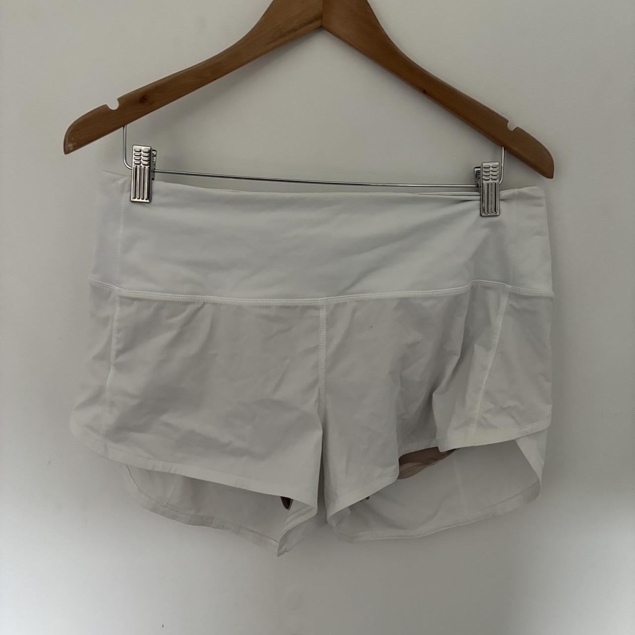 lululemon white speed up shorts in 2.5” good... - Depop