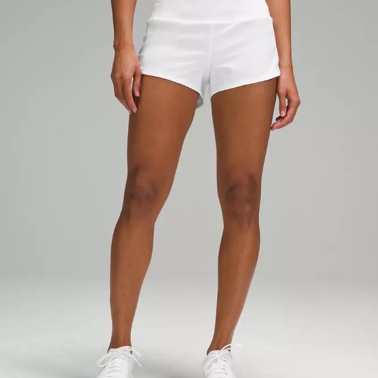 lululemon white speed up shorts in 2.5” good... - Depop