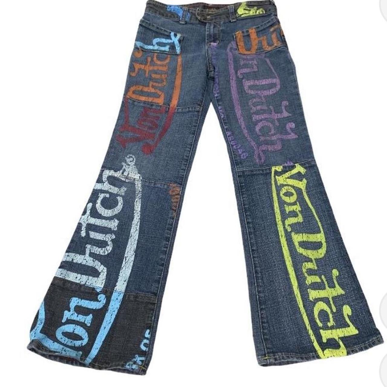 Von Dutch pants All over print Kids size 8 Low... - Depop