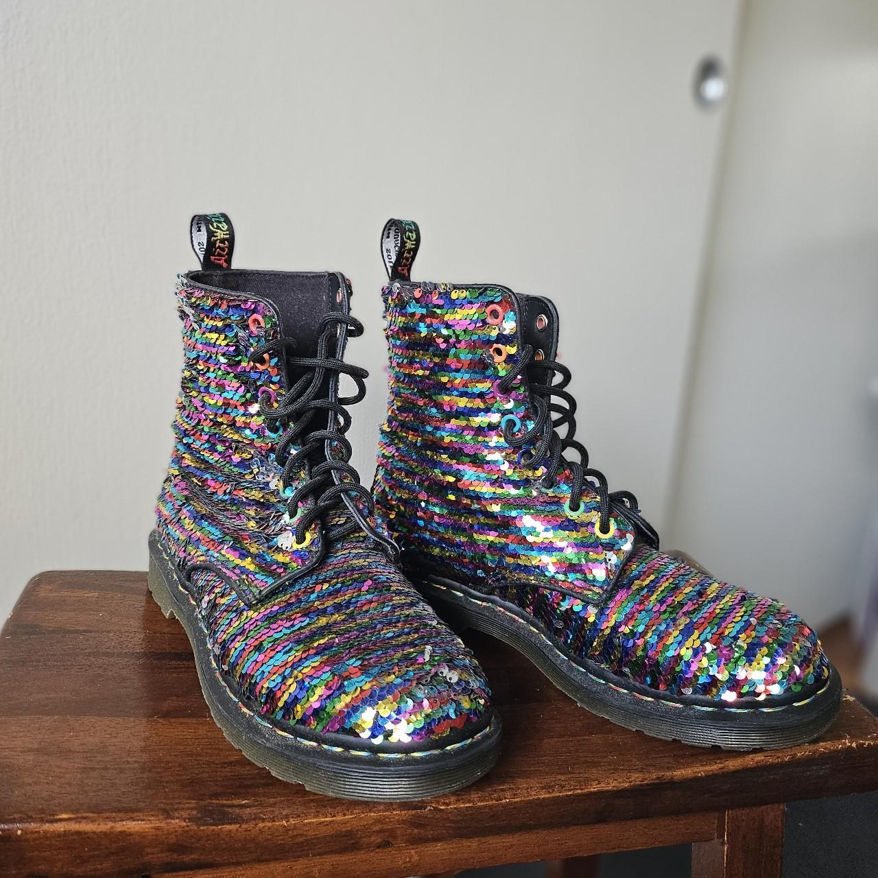 Dr. Marten 1460 Pascal Rainbow Sequin Lace-Up... - Depop