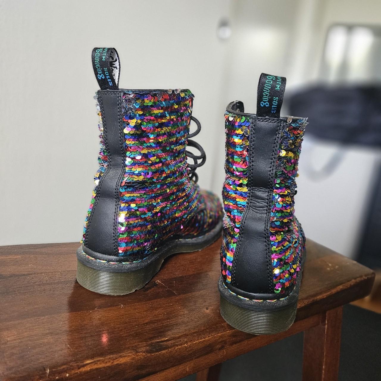 Dr. Marten 1460 Pascal Rainbow Sequin Lace-Up... - Depop