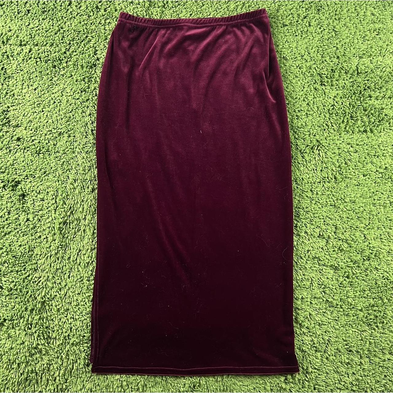 The ox blood skirt Vintage deep red velvet maxi... - Depop