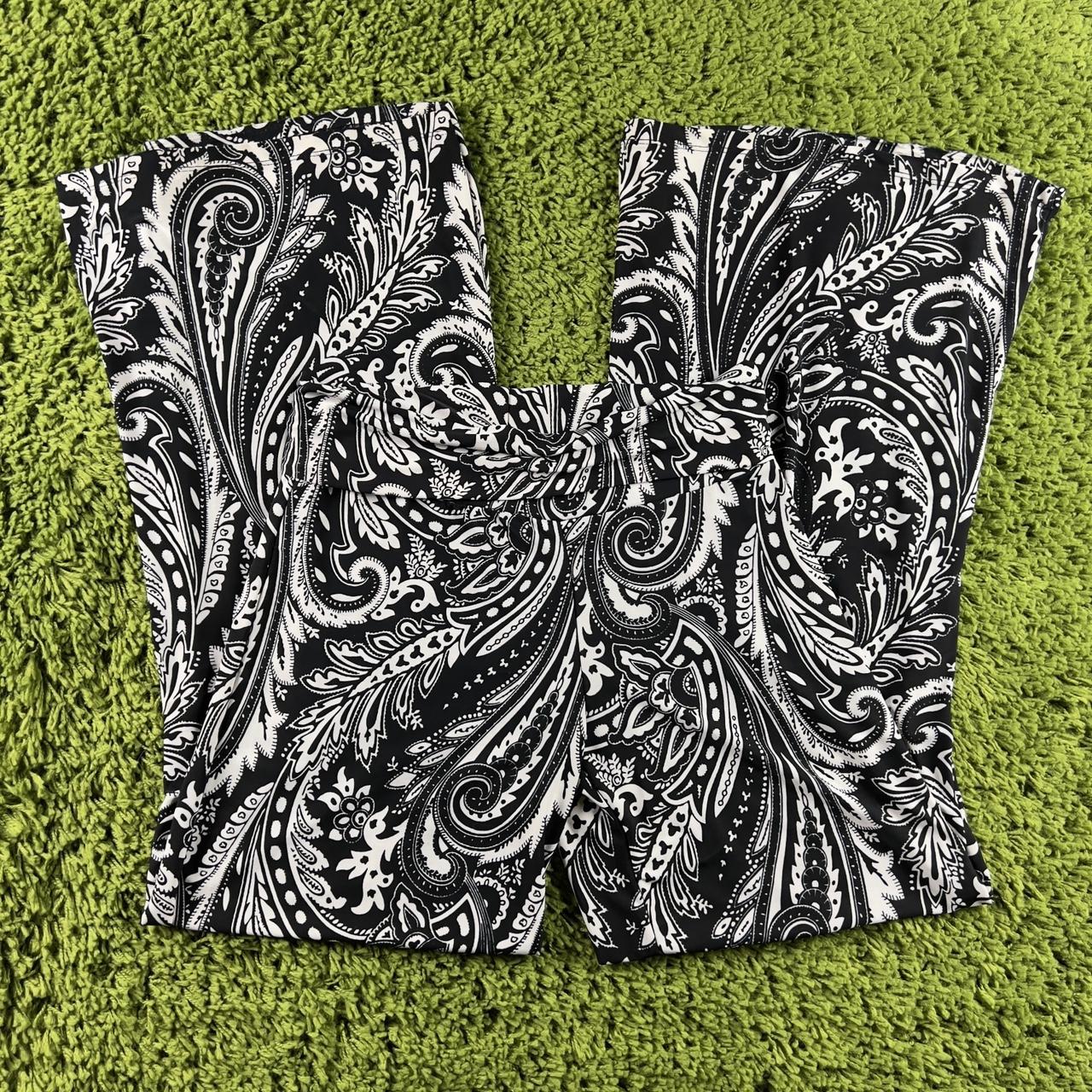 The Naomi pants Semi sheer black and white paisley... - Depop