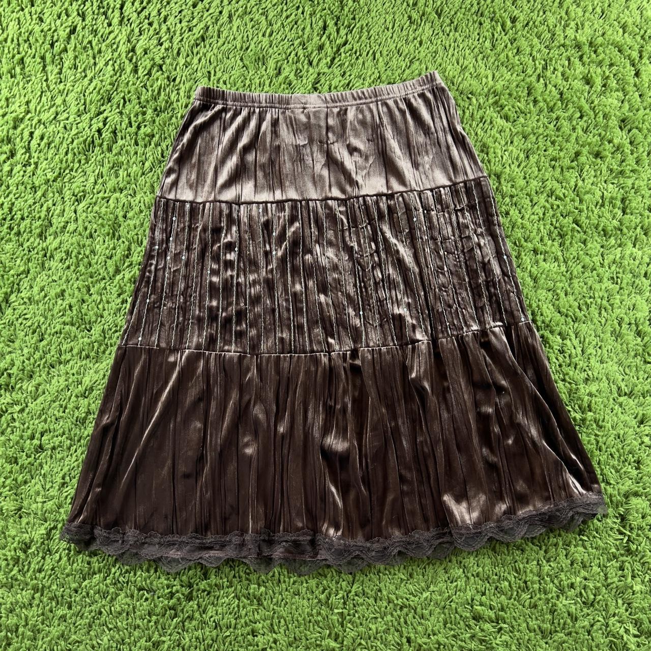 The Elm Skirt Brown Tiered Velvet Midi Skirt With Depop