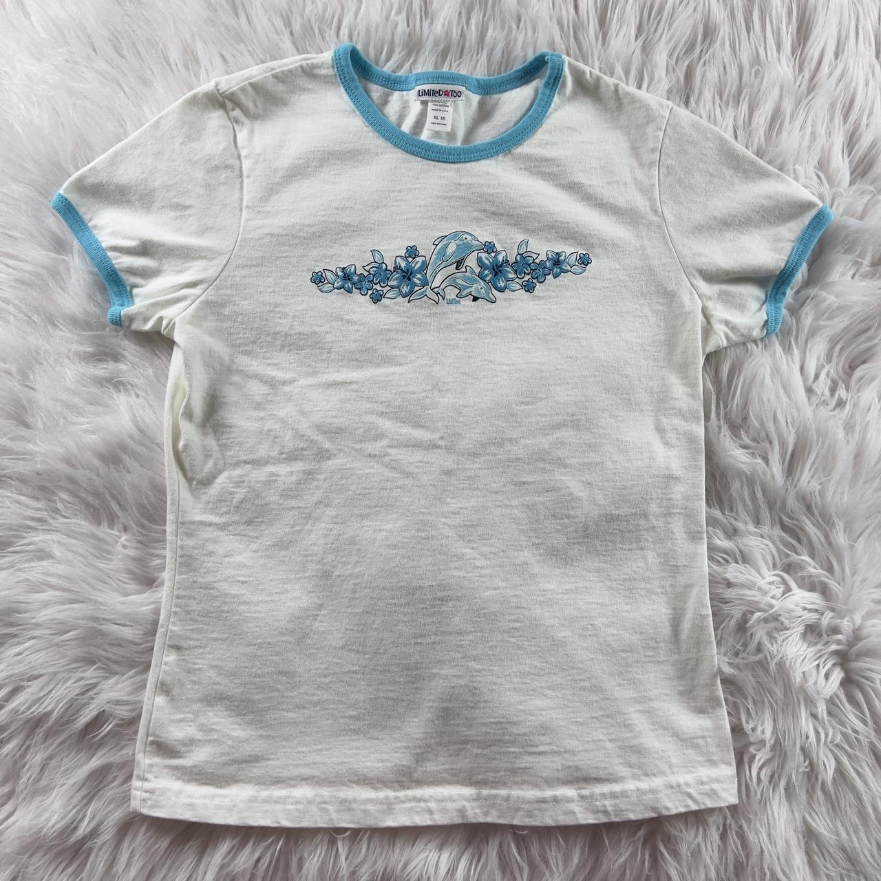 The Marine top White and blue ringer tee with a... - Depop