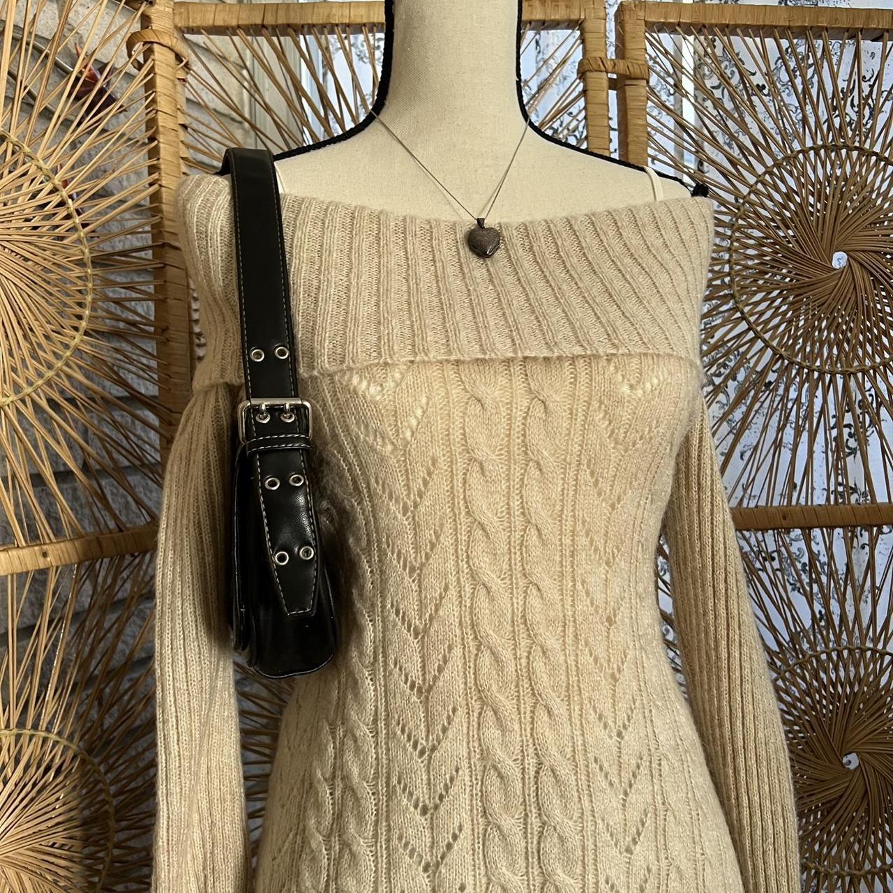 The Evelyn top 00’s era beige tan colored knit fold... | Depop