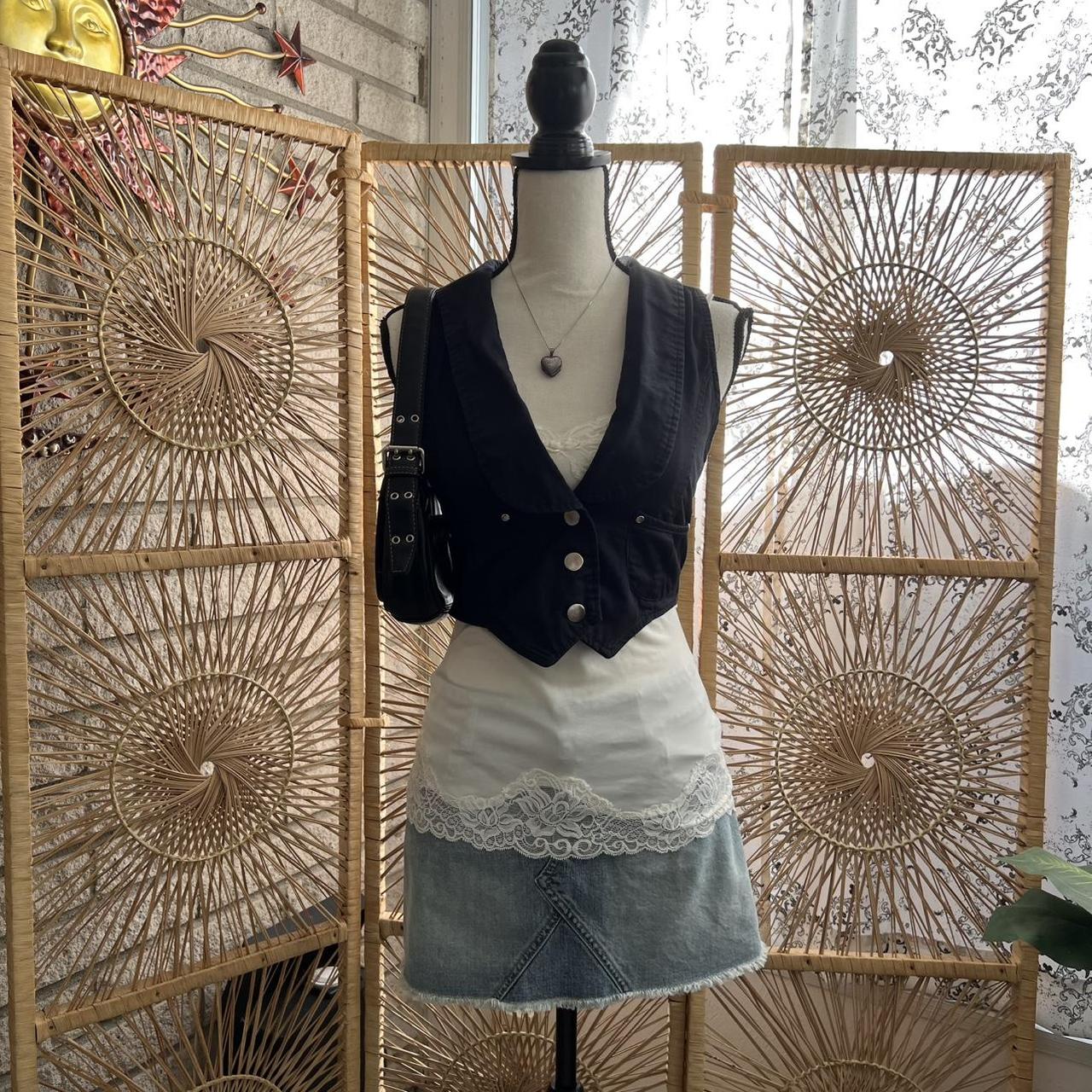 The Hailey vest 00’s era black cropped office siren... | Depop