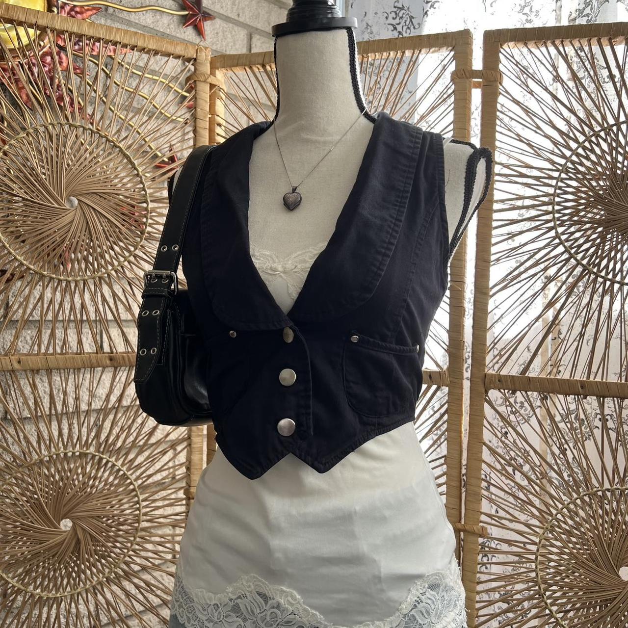 The Hailey vest 00’s era black cropped office siren... | Depop