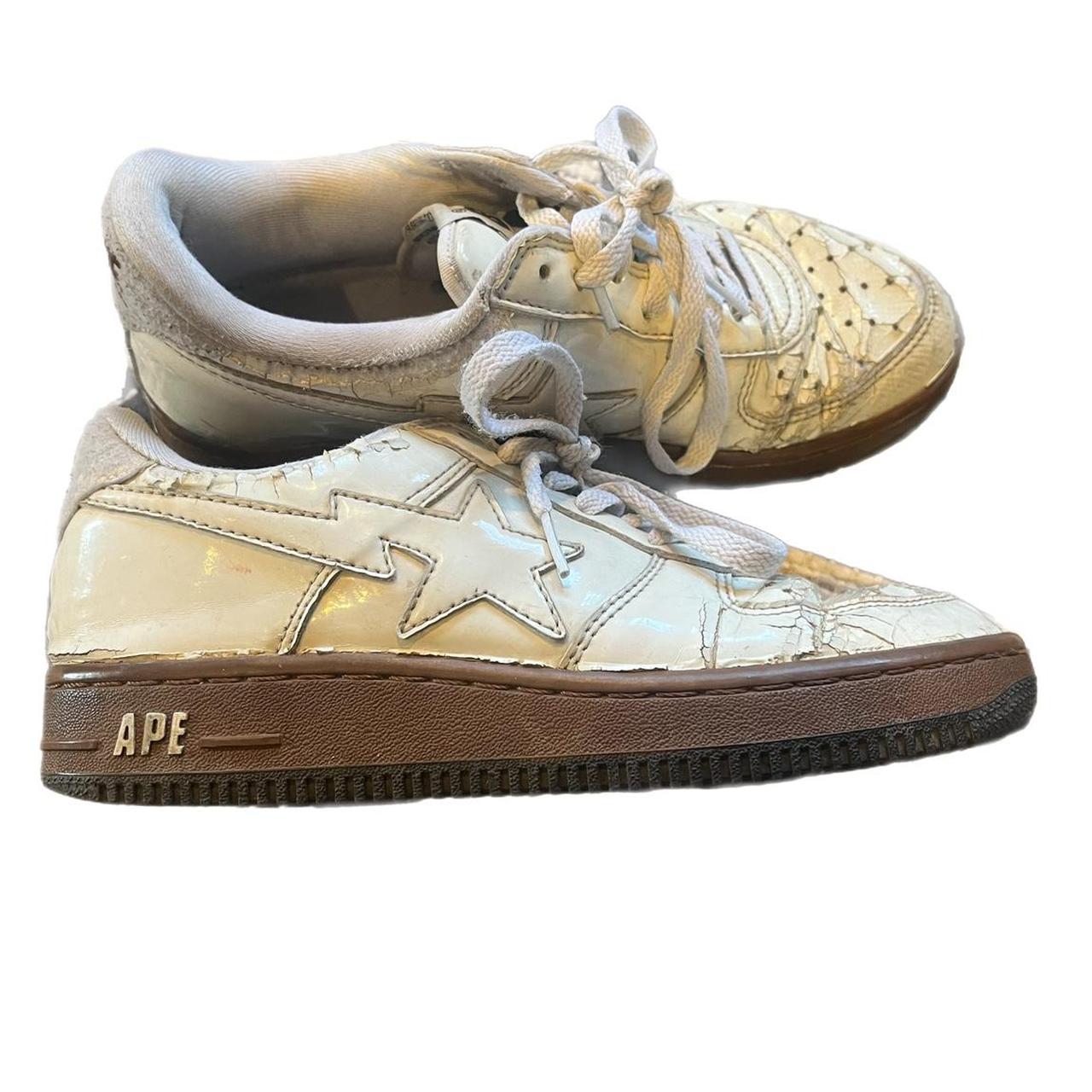 90s edition authentic white and brown bapestas, beat... - Depop
