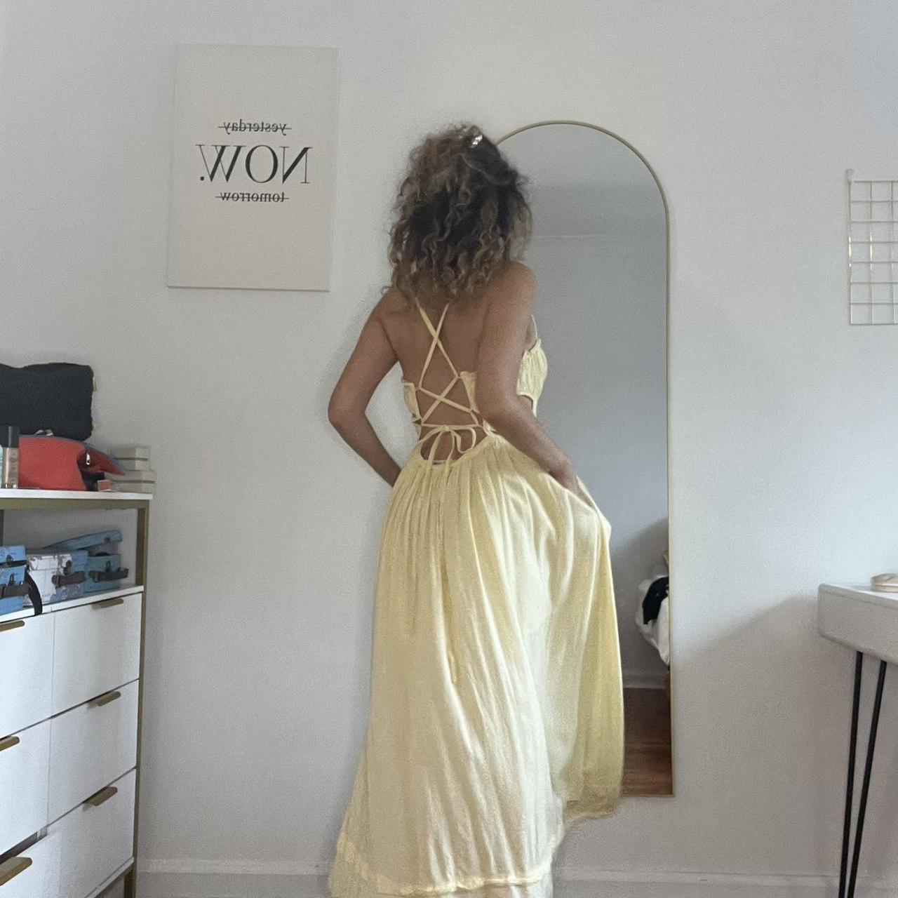 Sundress with open back (light yellow) Perfect... | Depop