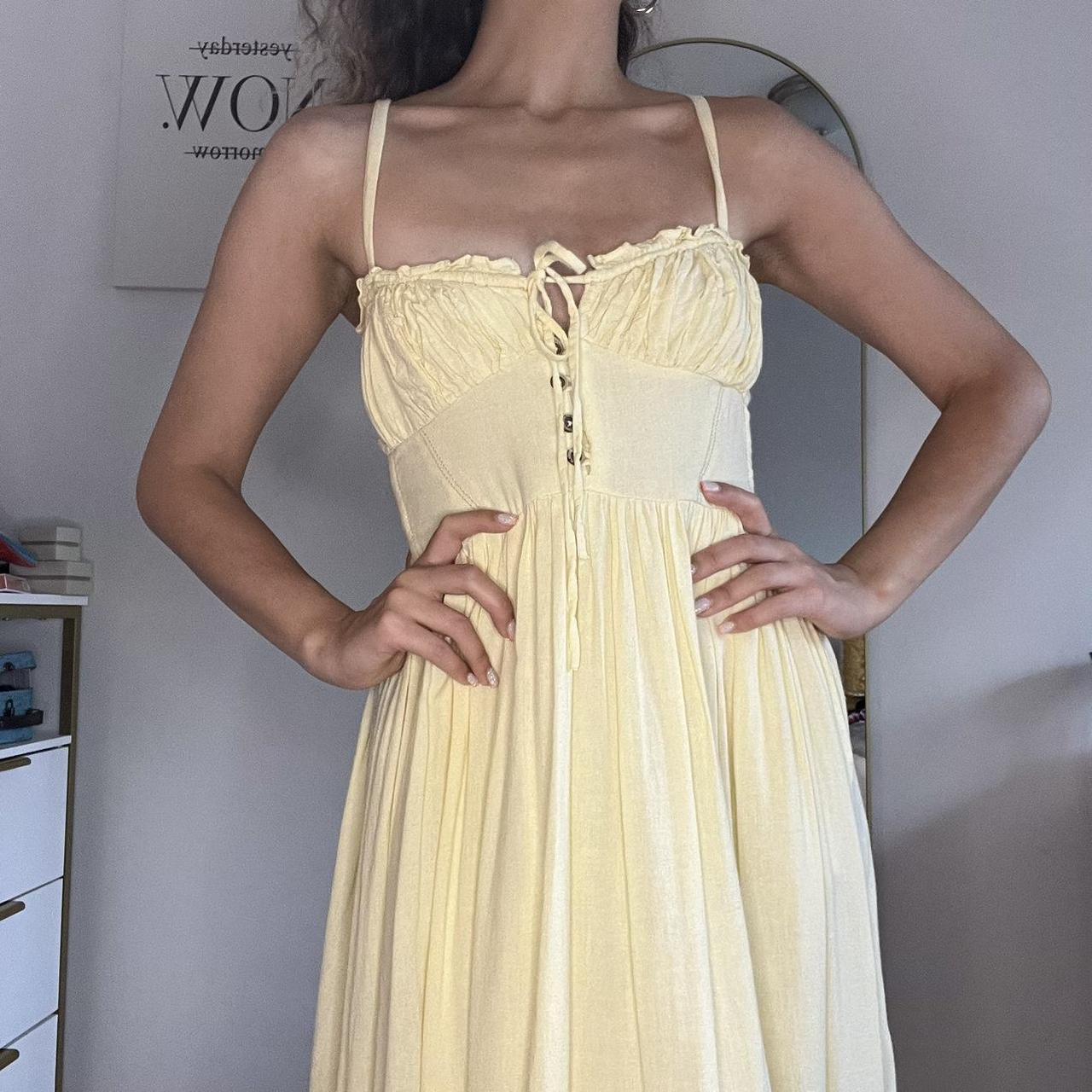 Sundress with open back (light yellow) Perfect... | Depop