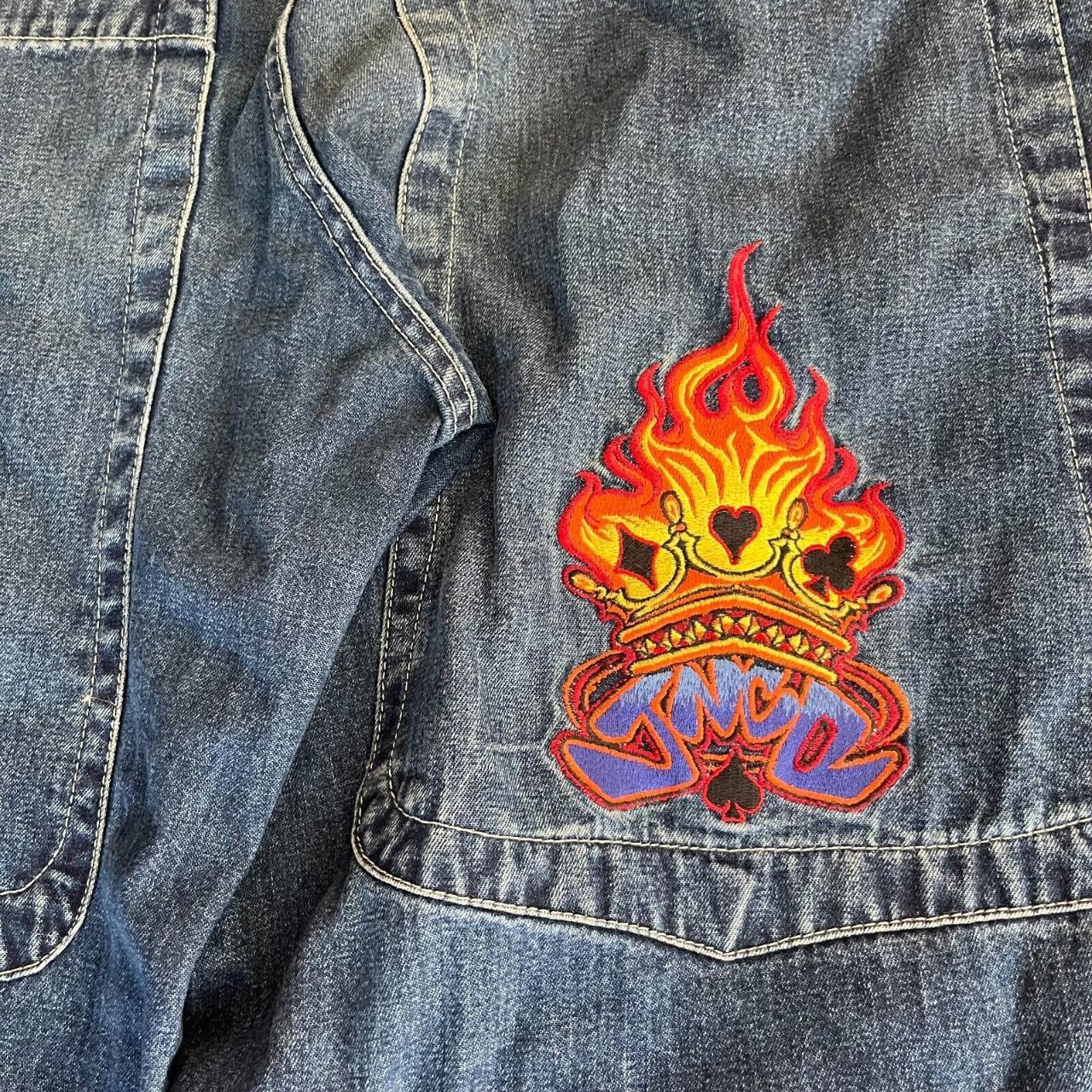 Jnco Jeans 34x33 Flaming Spades Baggy Y2k Wide Leg Depop