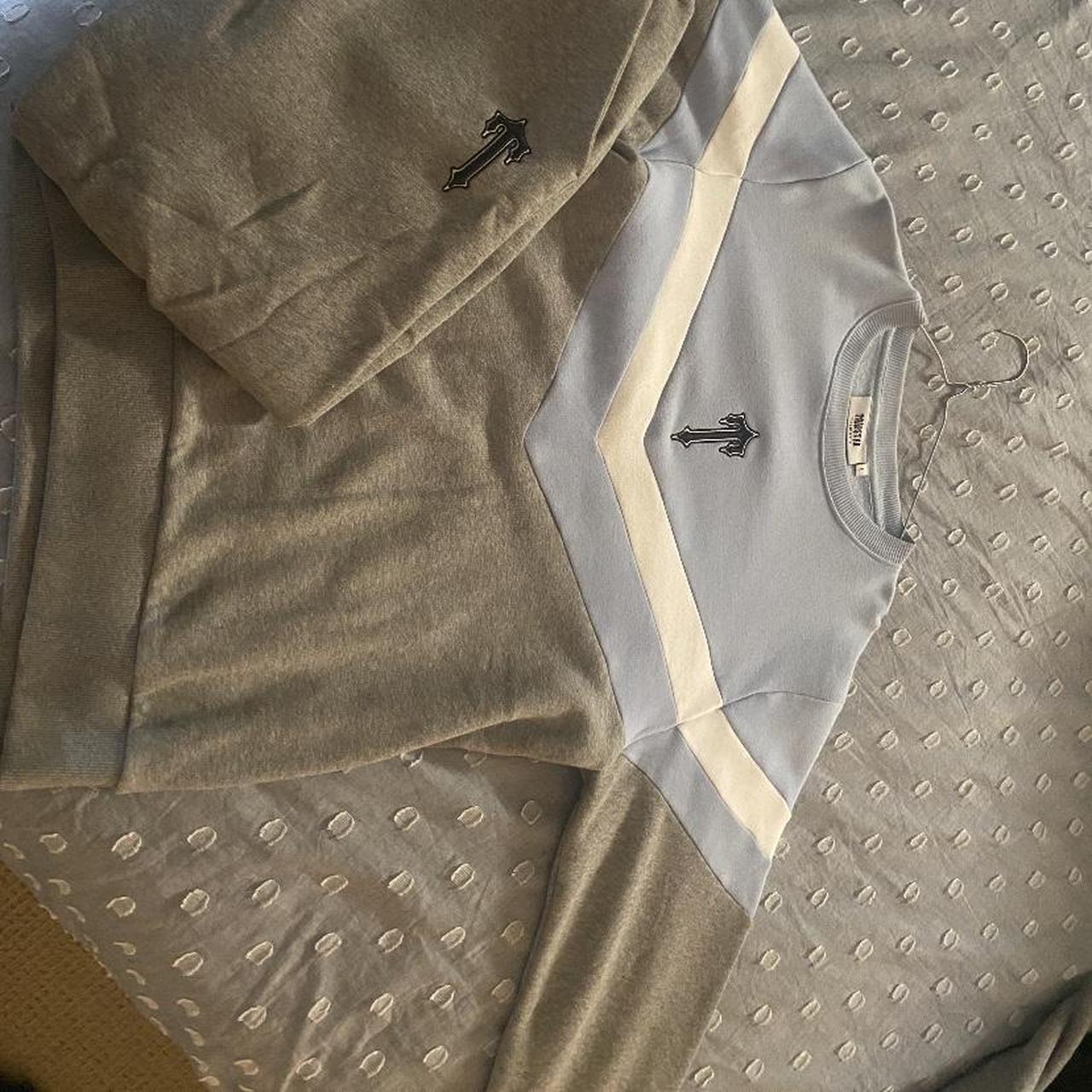 Trapstar grey and blue tracksuit set, perfect... - Depop