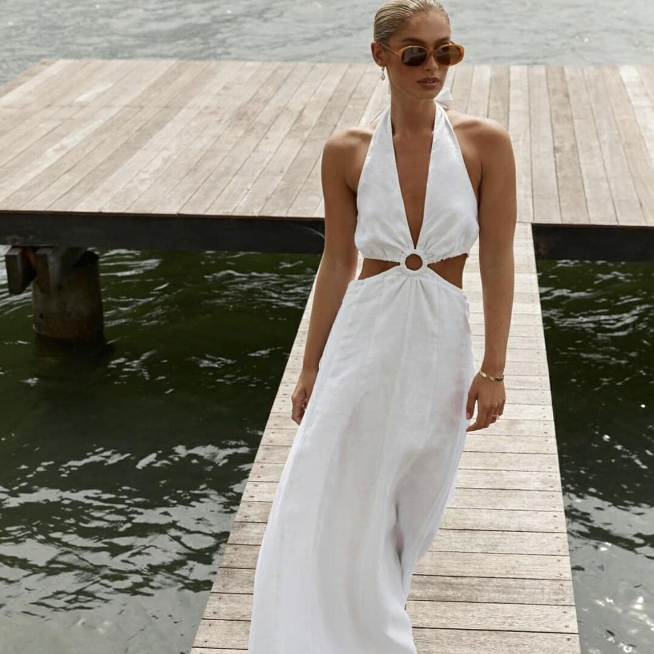 DISSH LINEN CUT OUT HALTER MAXI DRESS Size 8. Would... - Depop