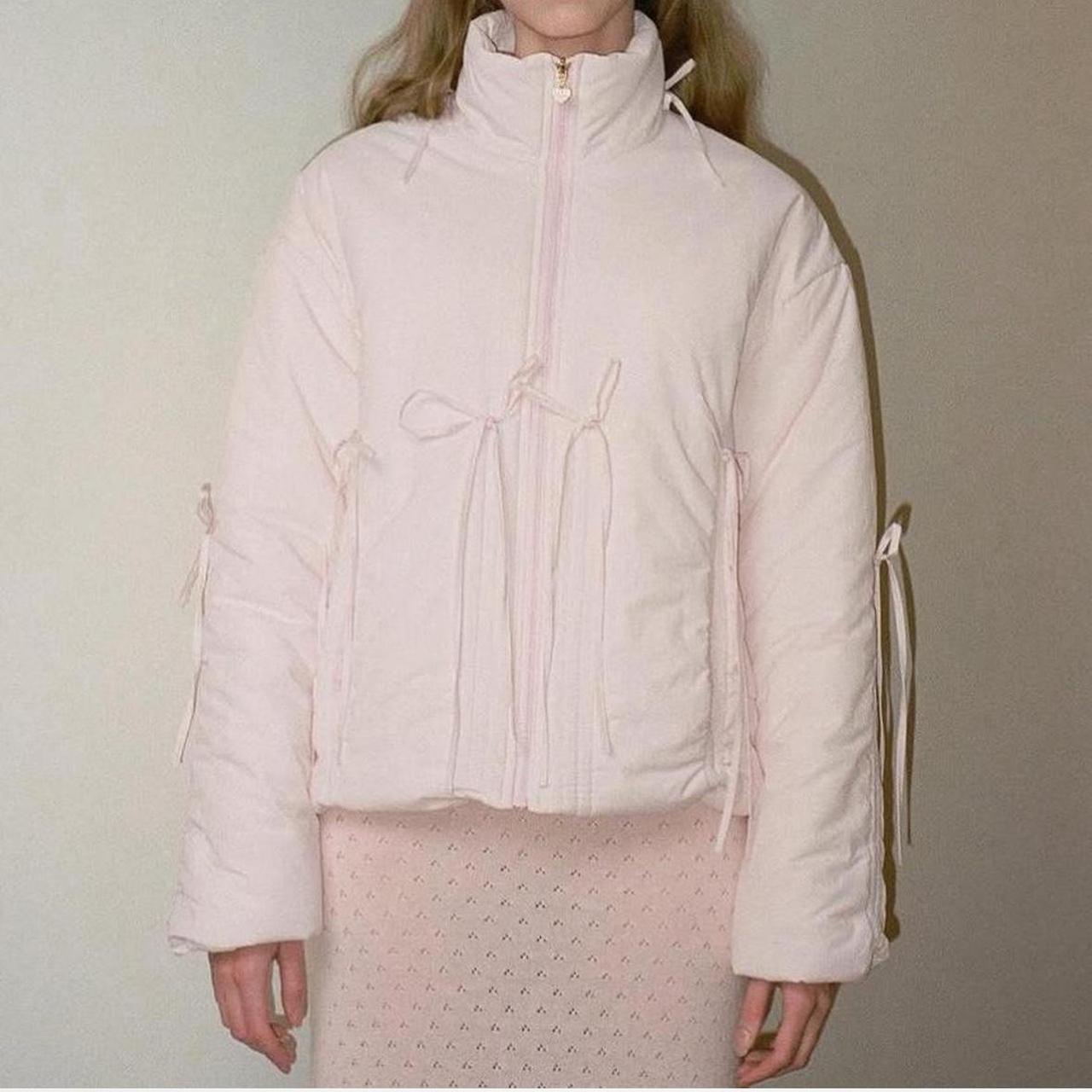My Mum Made It baby pink puffer jacket with bows... | Depop