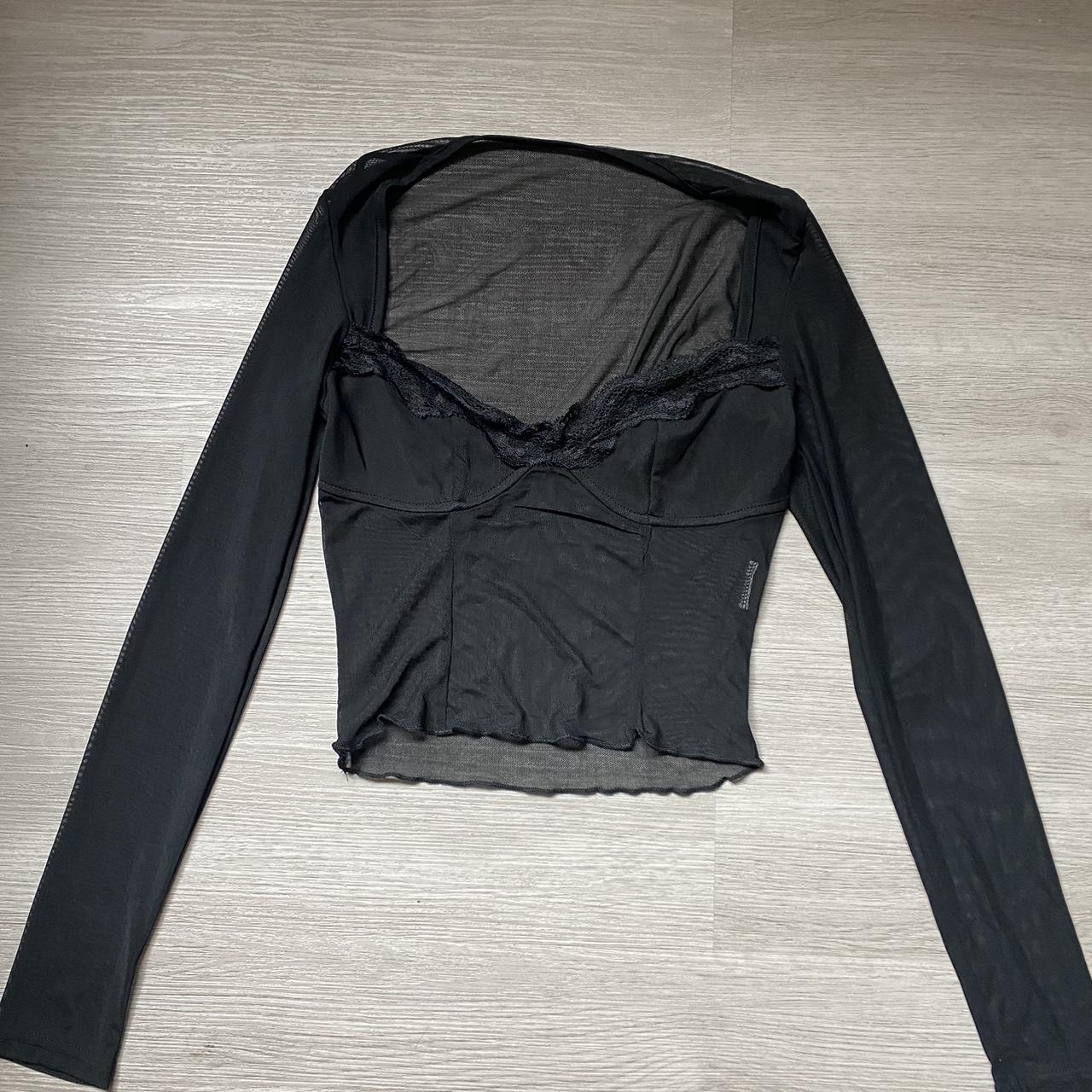 Cute black sheer mesh going out top! Size small.... - Depop