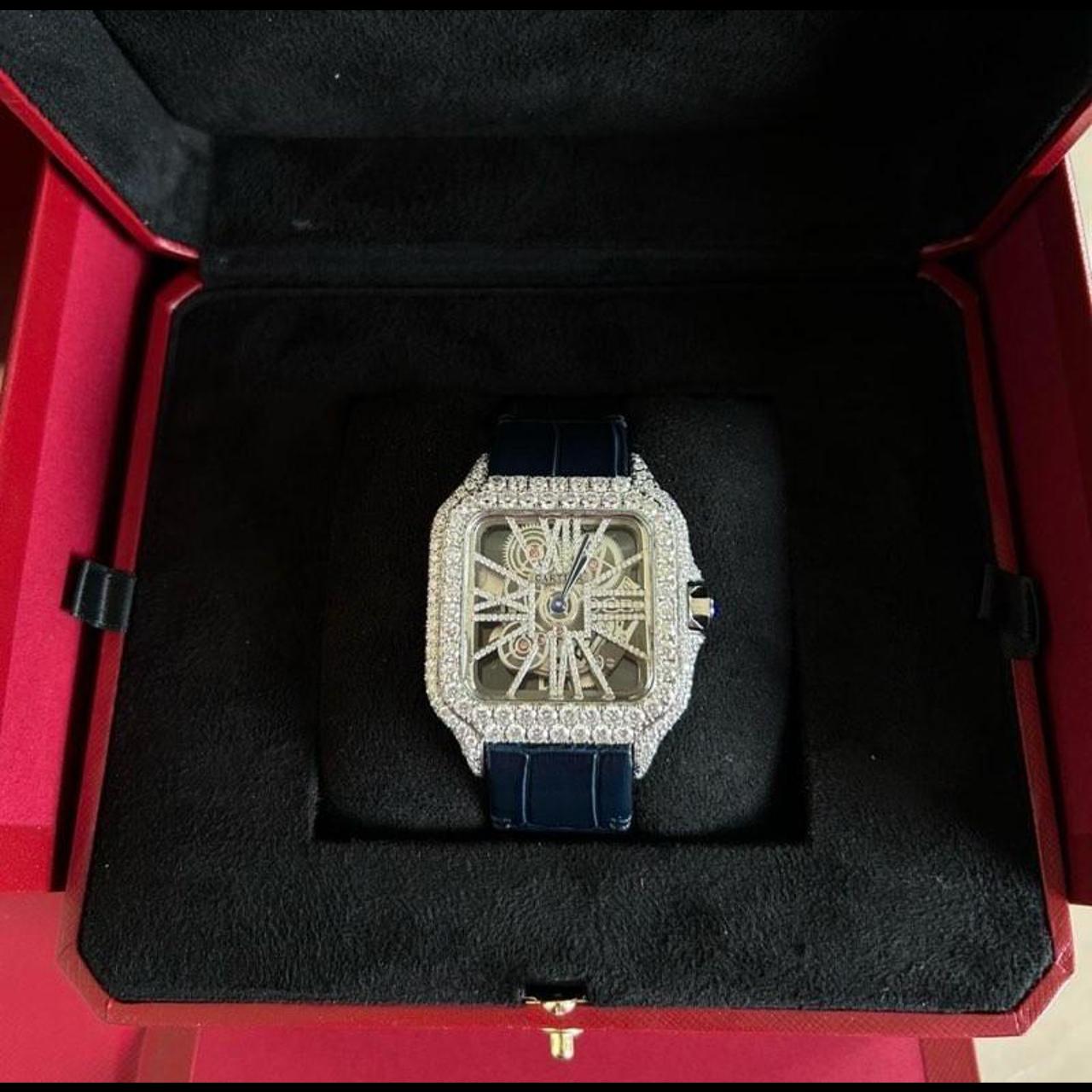 iced out skeleton Cartier with blue band (DM BEFORE... | Depop
