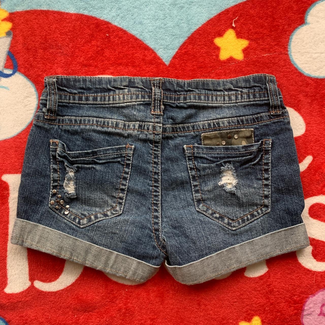 Y2K Gyaru camo jorts with metal and rhinestone... - Depop