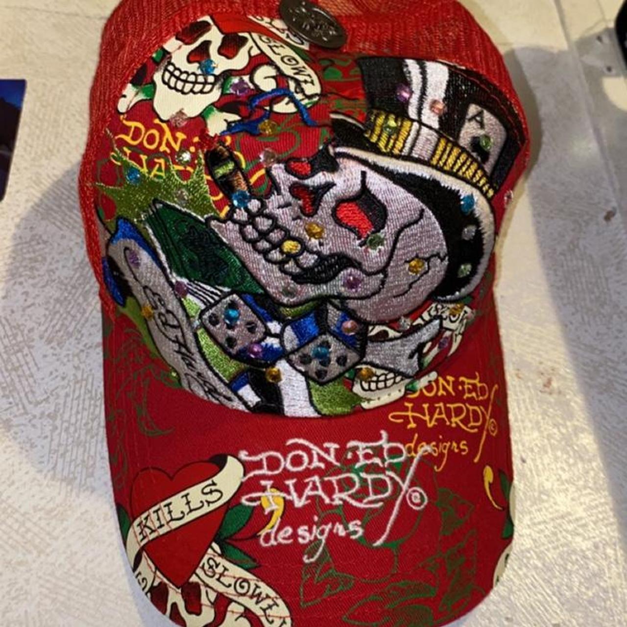 Ed Hardy Hat snap adjustable bought online, only... - Depop