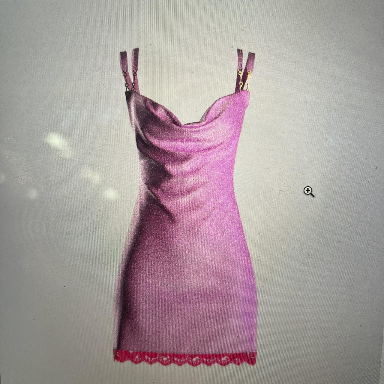 FINESSE Trudy pink cowl neck mini dress reflective... - Depop