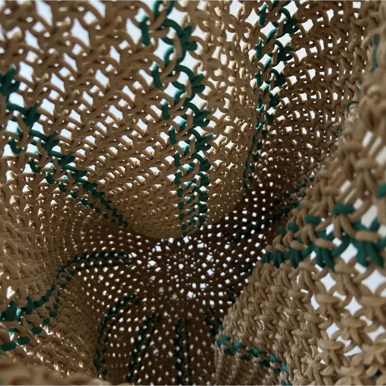 Cos crochet beige and turquoise oversized slouchy... - Depop