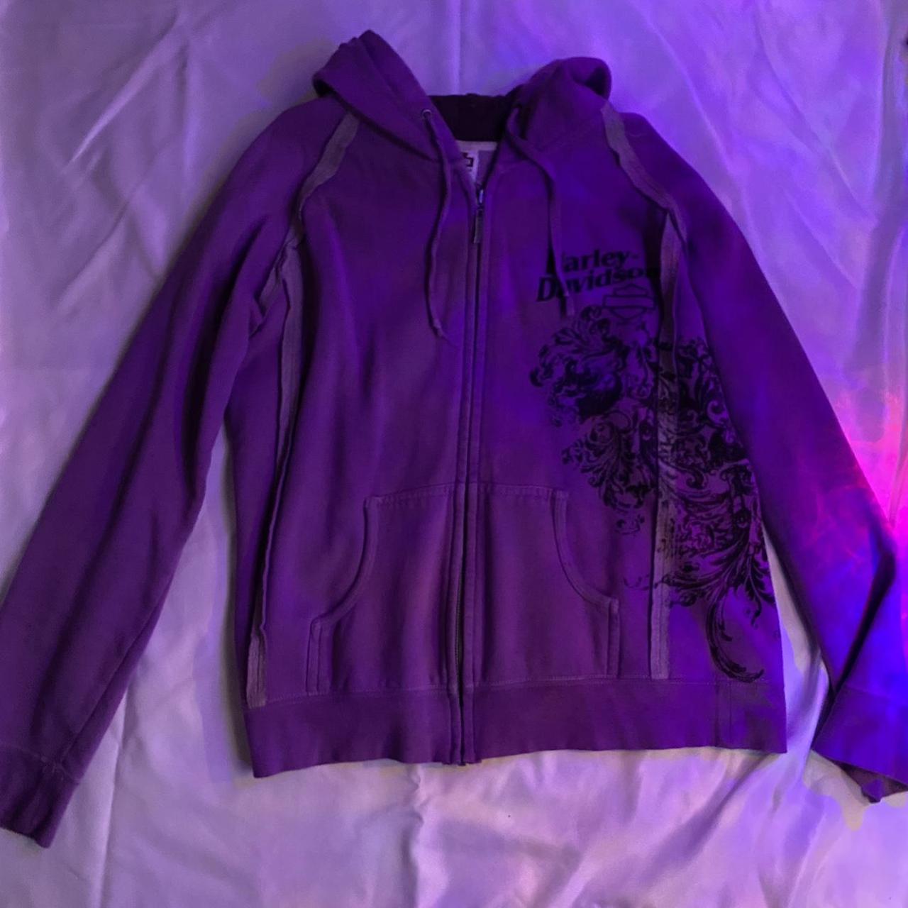 Harley Davidson purple zip up with design no flaws - Depop