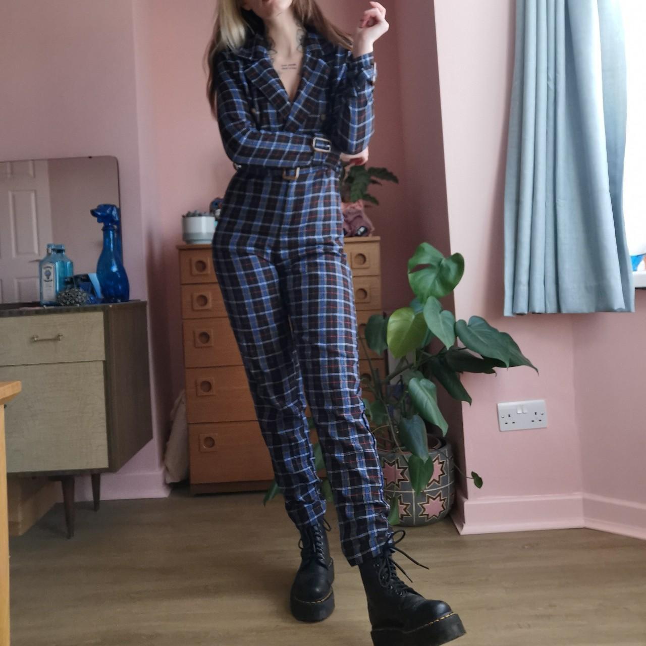 The most AWESOME punk blue tartan jumpsuit, super... - Depop