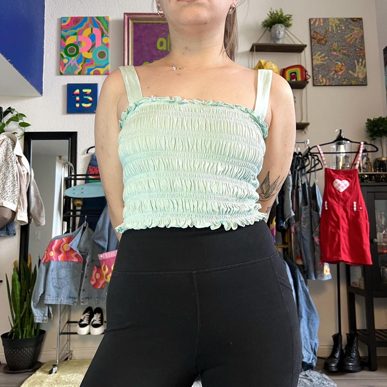 Turquoise scrunched top 💙 Worn once. More accurate... - Depop