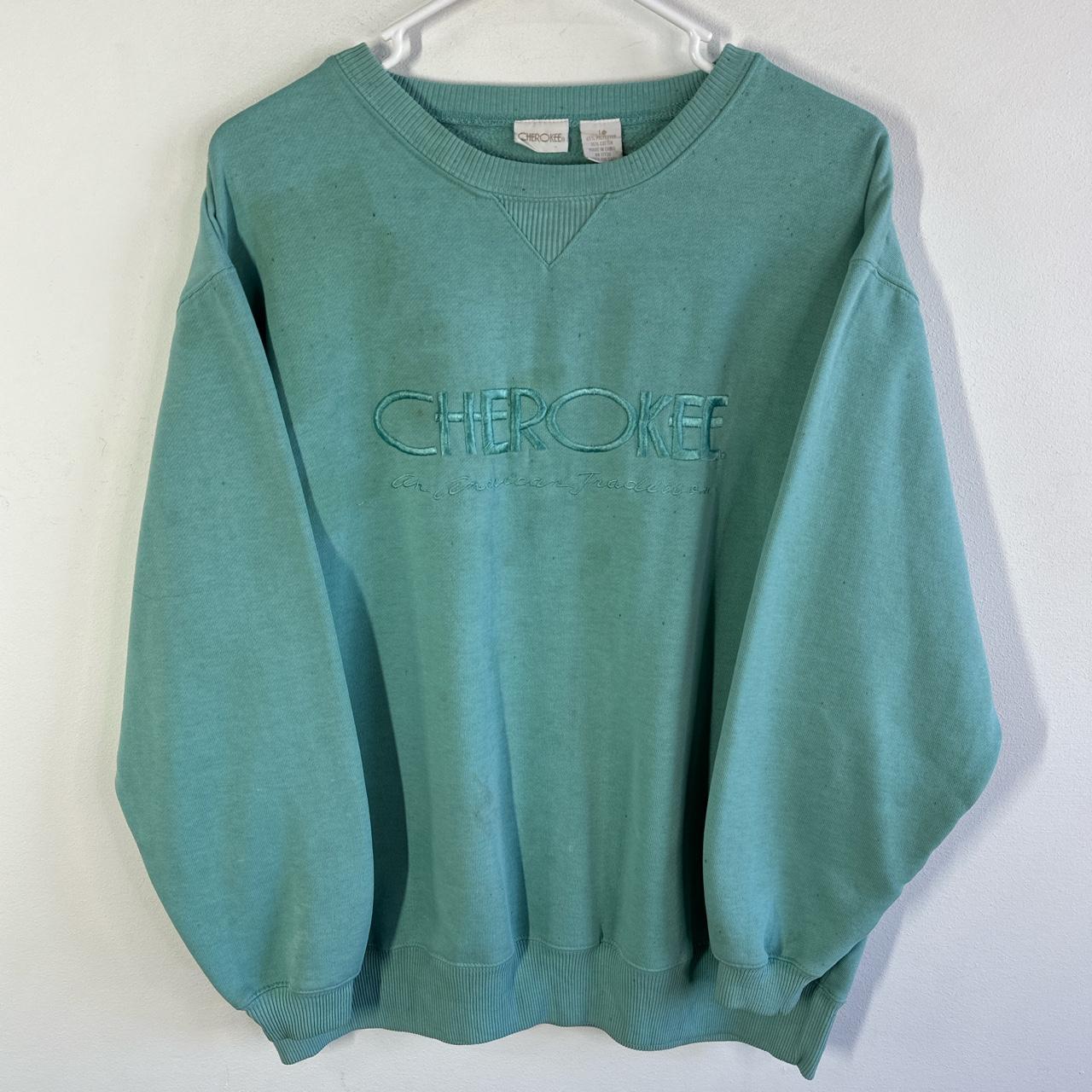 Vintage 90s Cherokee Blue Embroidered Crewneck... - Depop