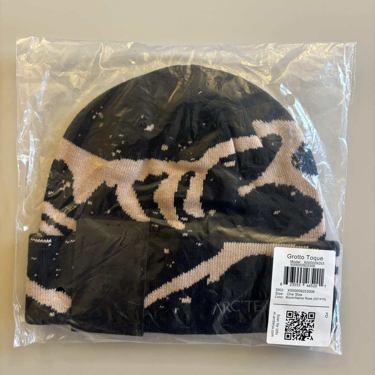Arc’teryx Grotto Toque Beanie Black / Alpine Pink... | Depop
