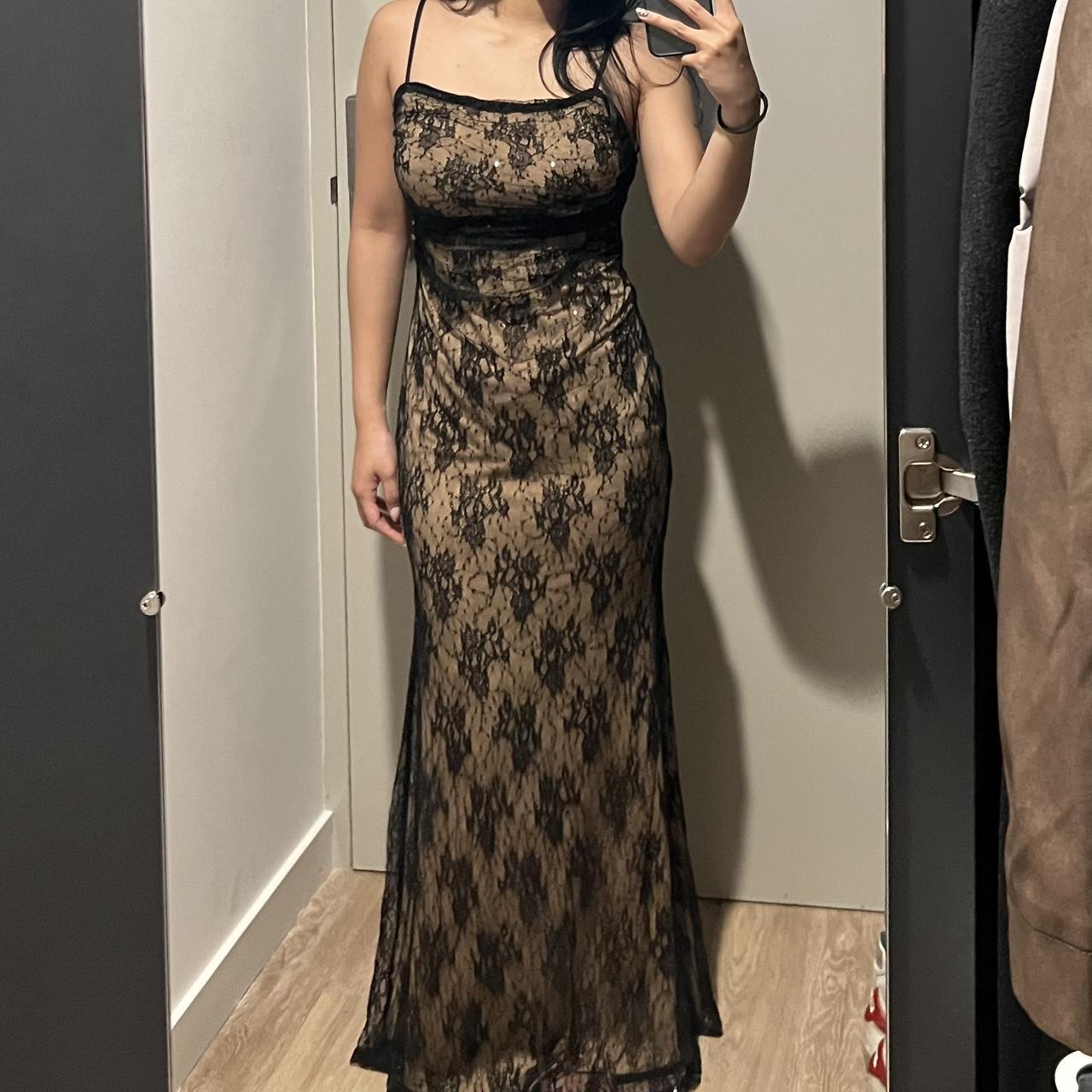 cider black lace maxi dress — brand new w tags super... - Depop