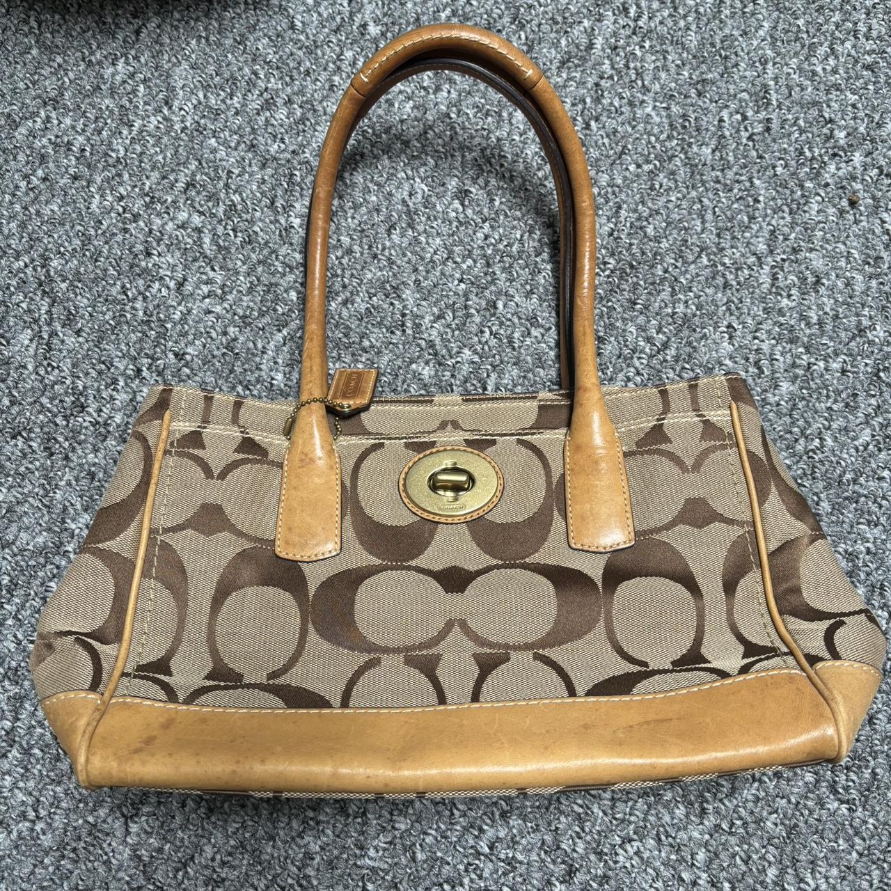 Vintage Coach bag Tan colour with monogram Some... - Depop