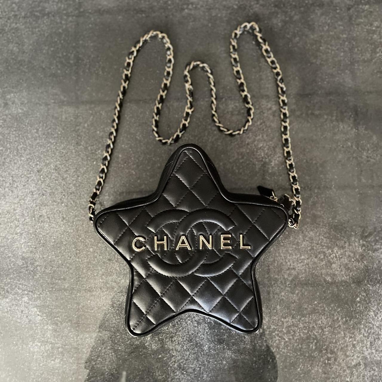 Chanel star handbag black lamb skin - Depop