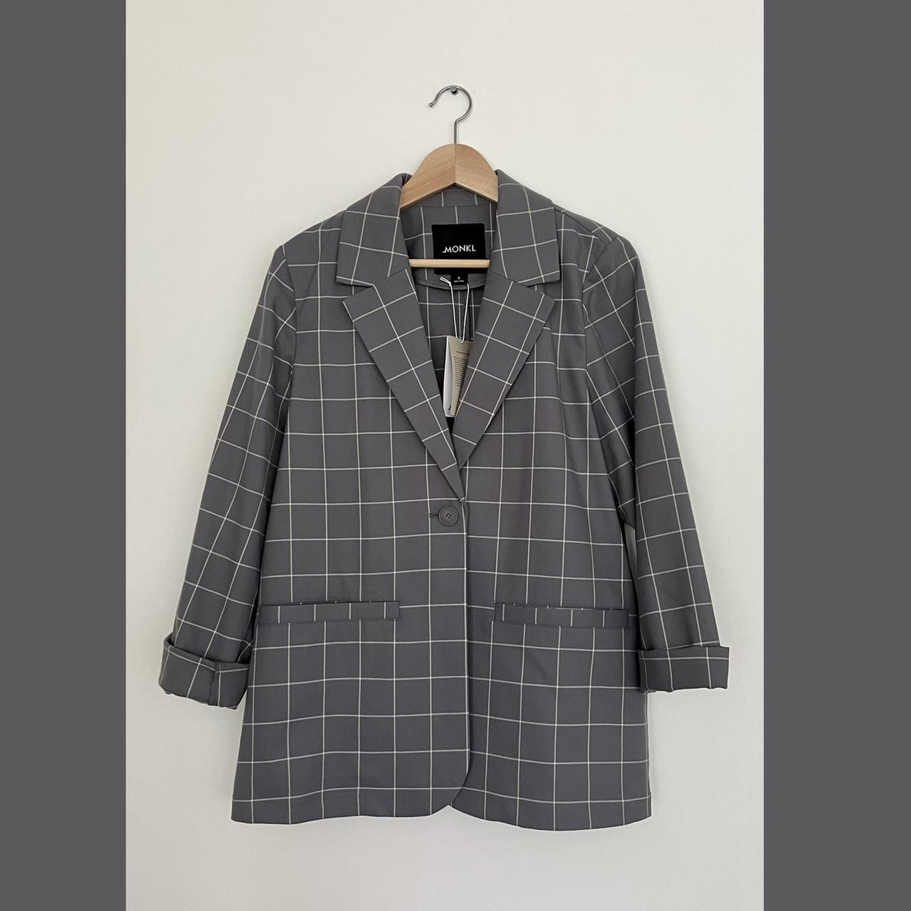 Monki Women's Grey and White Tailored-jackets | Depop