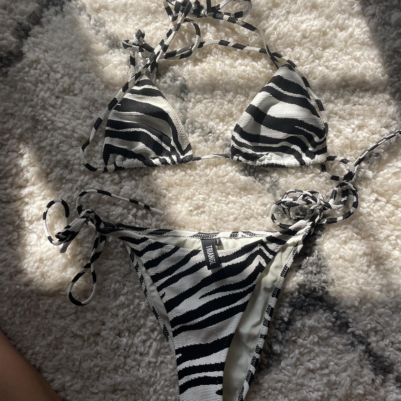 Triangl Women's Black and White Bikinis-and-tankini-sets | Depop