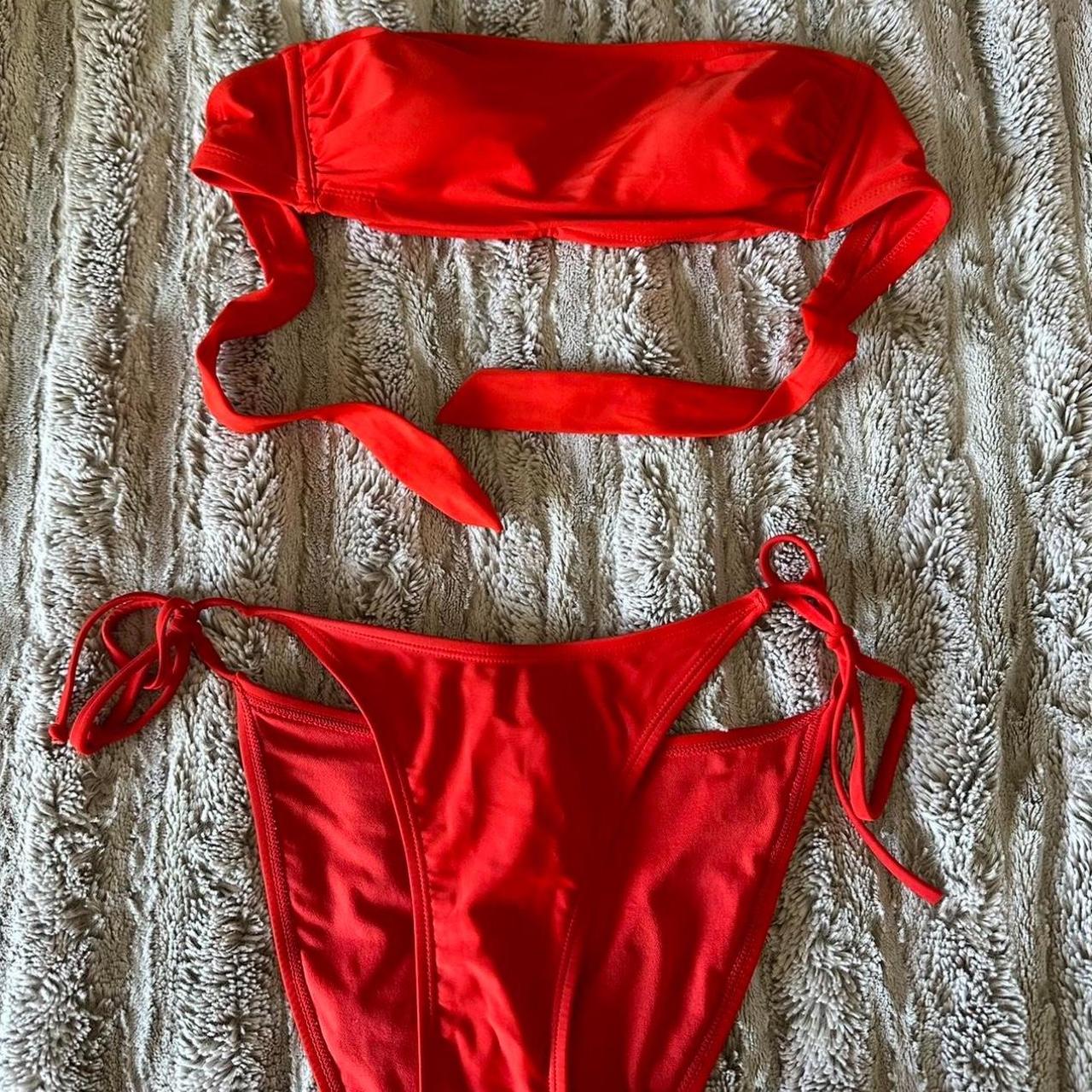 TARGET Red Bikini Bandeau Top + Cheeky Bottom Never... - Depop